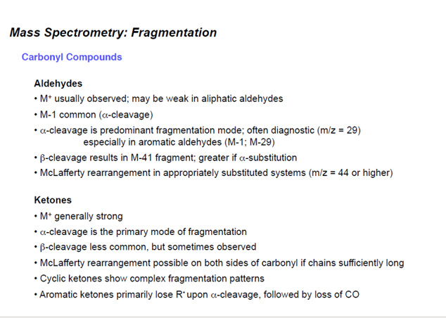 Solved Mass Spectrometry: Fragmentation Carbonyl Compounds | Chegg.com