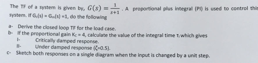 Solved The TF of a system is given by, G(s) = st. A | Chegg.com