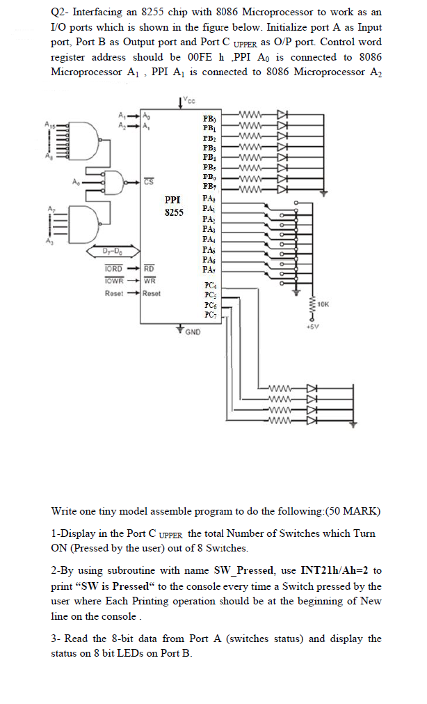 Solved Q2 Interfacing An 8255 Chip With 8086 Microprocessor