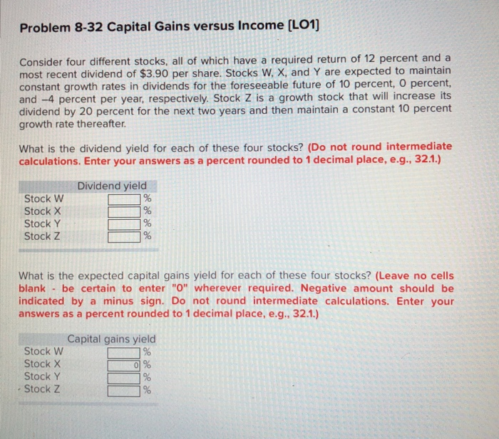 Solved Problem 8-32 Capital Gains versus Income [LO1) | Chegg.com