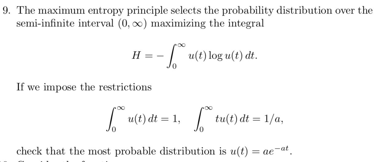 Solved 9. The maximum entropy principle selects the | Chegg.com