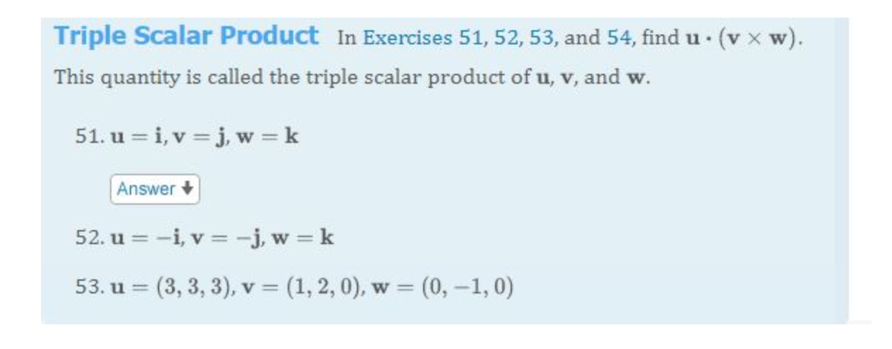 Solved Triple Scalar Product In Exercises 51, 52, 53, and | Chegg.com
