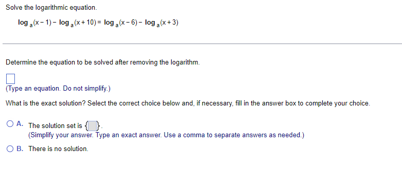 Solved Solve the logarithmic equation. | Chegg.com