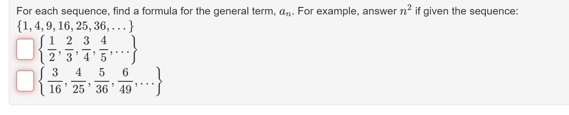 Solved For each sequence, find a formula for the general | Chegg.com