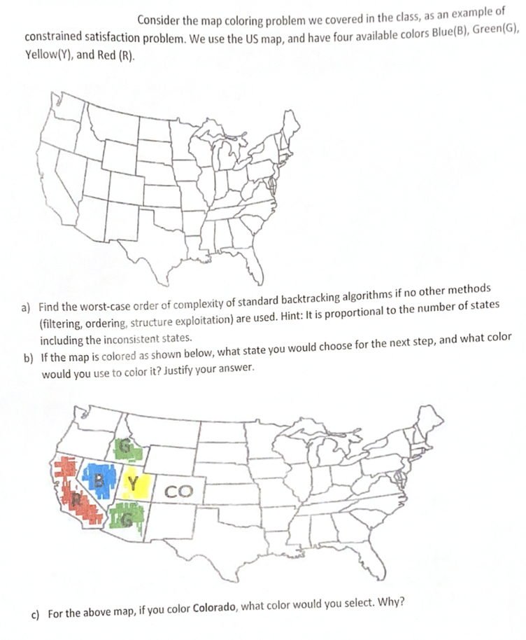 Consider the map coloring problem we covered in the | Chegg.com