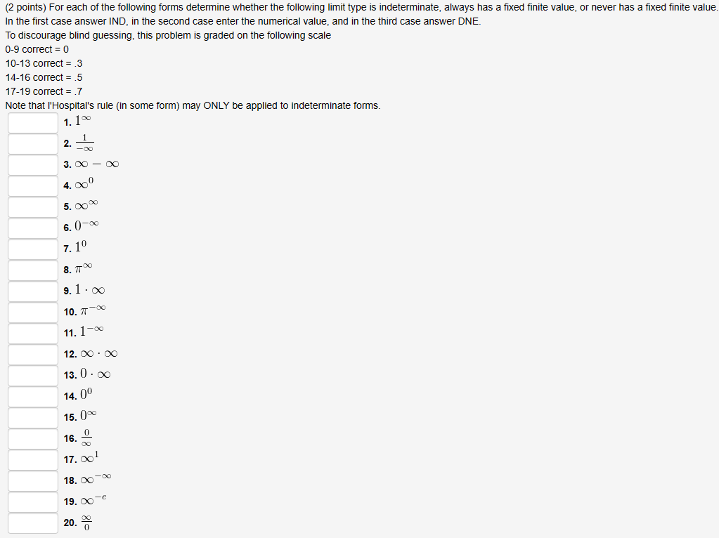 Solved (2 points) For each of the following forms determine | Chegg.com