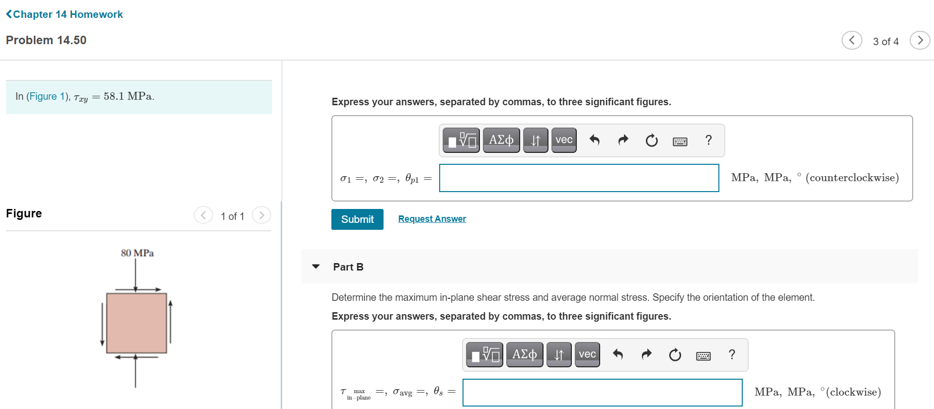 Solved Submit Request Answer 80 MPa Part B Determine the | Chegg.com