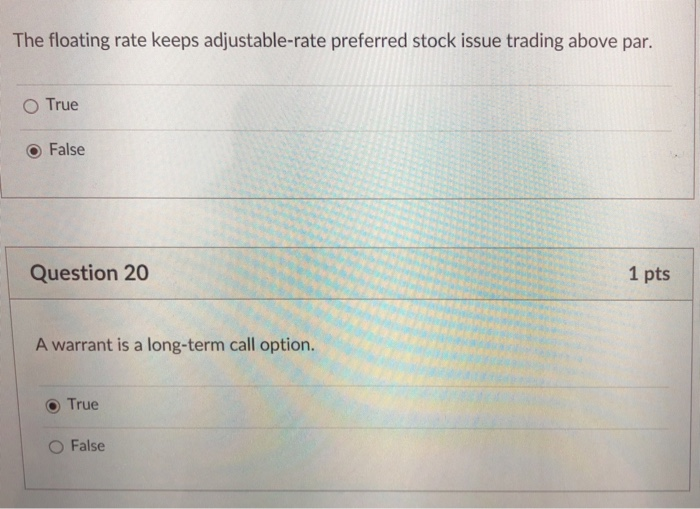 Solved The floating rate keeps adjustable-rate preferred | Chegg.com