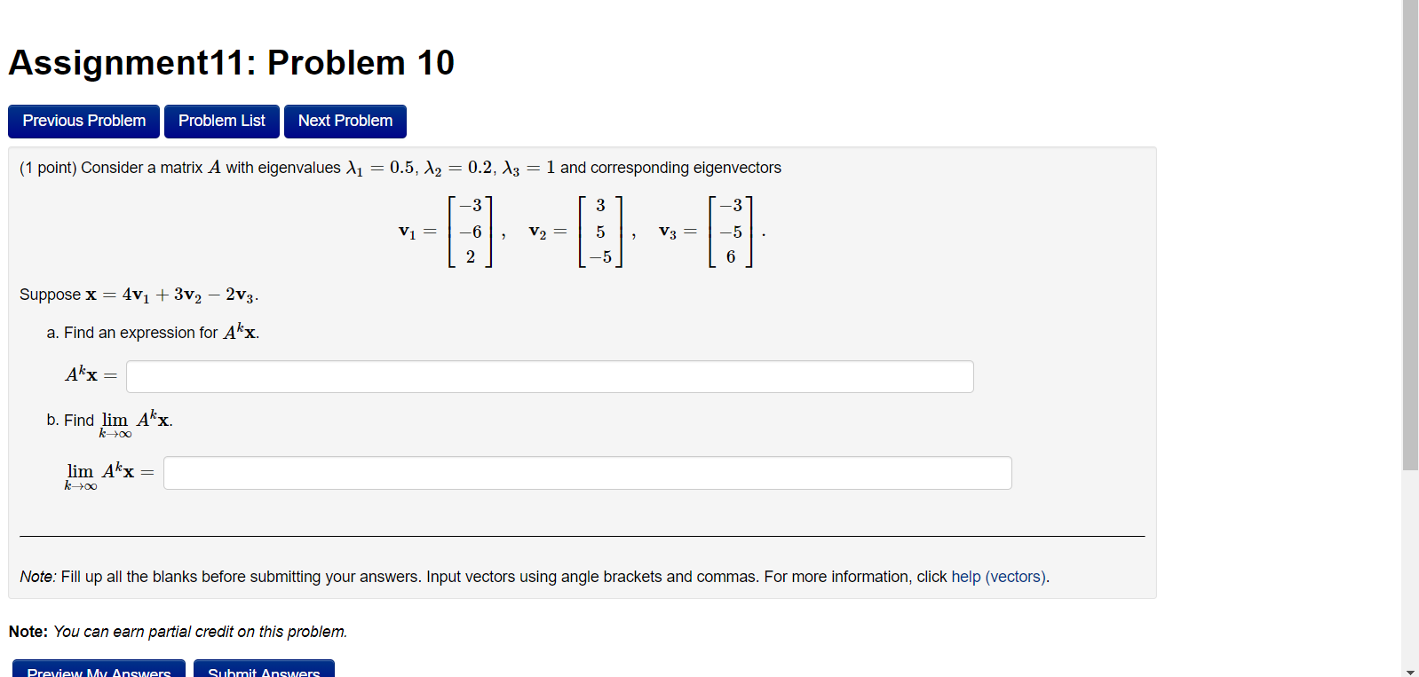 Solved Assignment11: Problem 10 Previous Problem Problem | Chegg.com