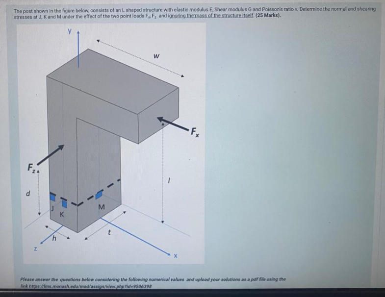 Solved The post shown in the figure below, consists of an L | Chegg.com