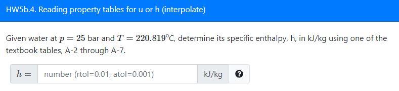 Solved HW5b.4. Reading property tables for u or h | Chegg.com