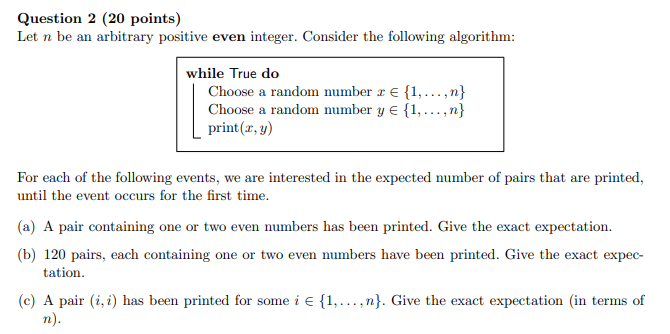 Question 2 (20 points) Let n be an arbitrary positive | Chegg.com