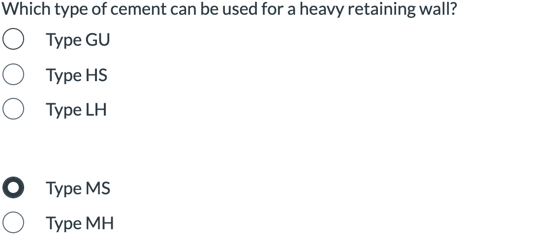 Solved Which type of cement can be used for a heavy | Chegg.com