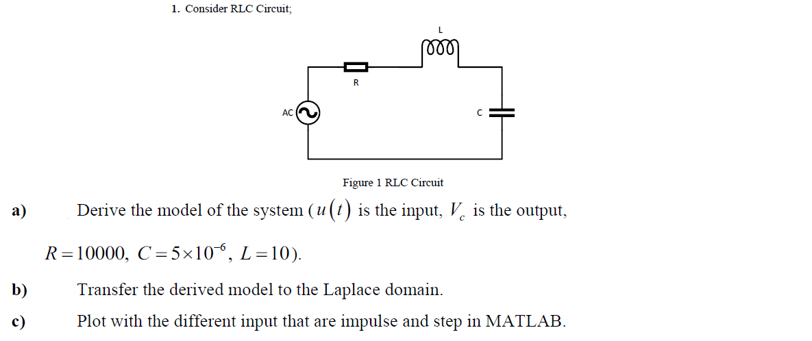 Solved 1. Consider RLC Circuit; Figure 1 RLC Circuit a) | Chegg.com