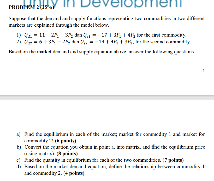 Suppose that the demand and supply functions | Chegg.com