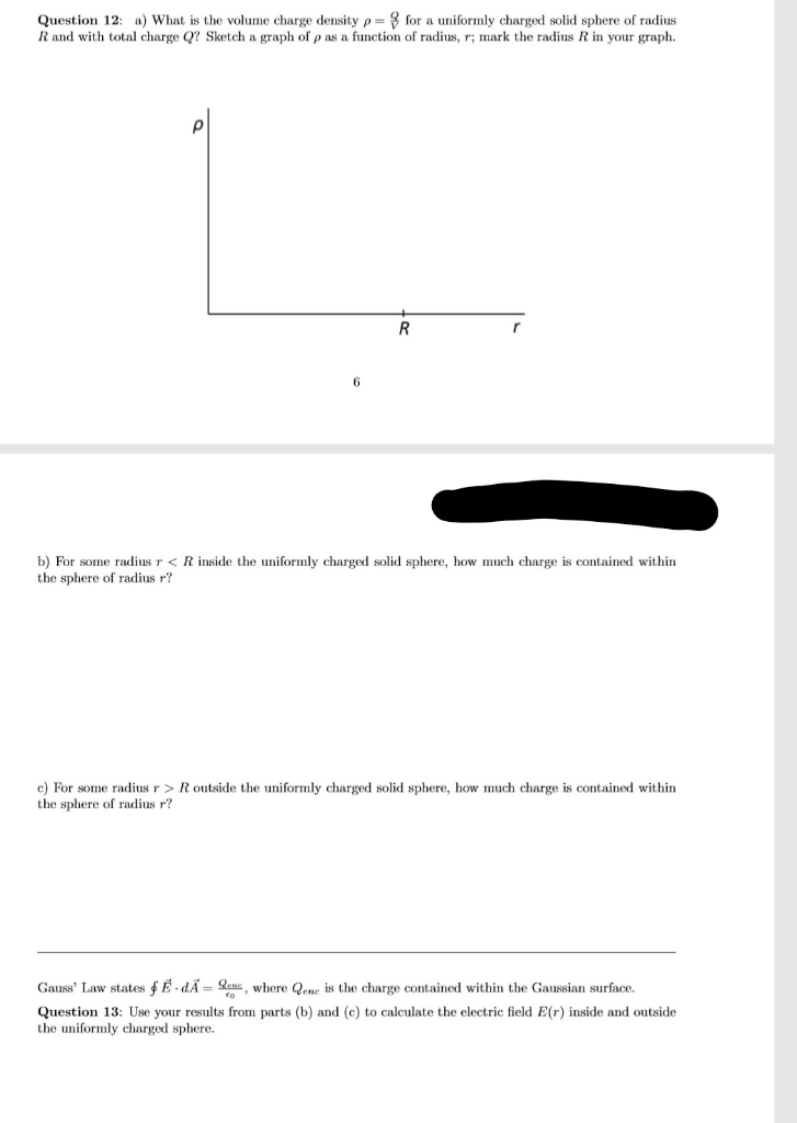 Solved Question 12: a) What is the volume charge density p= | Chegg.com