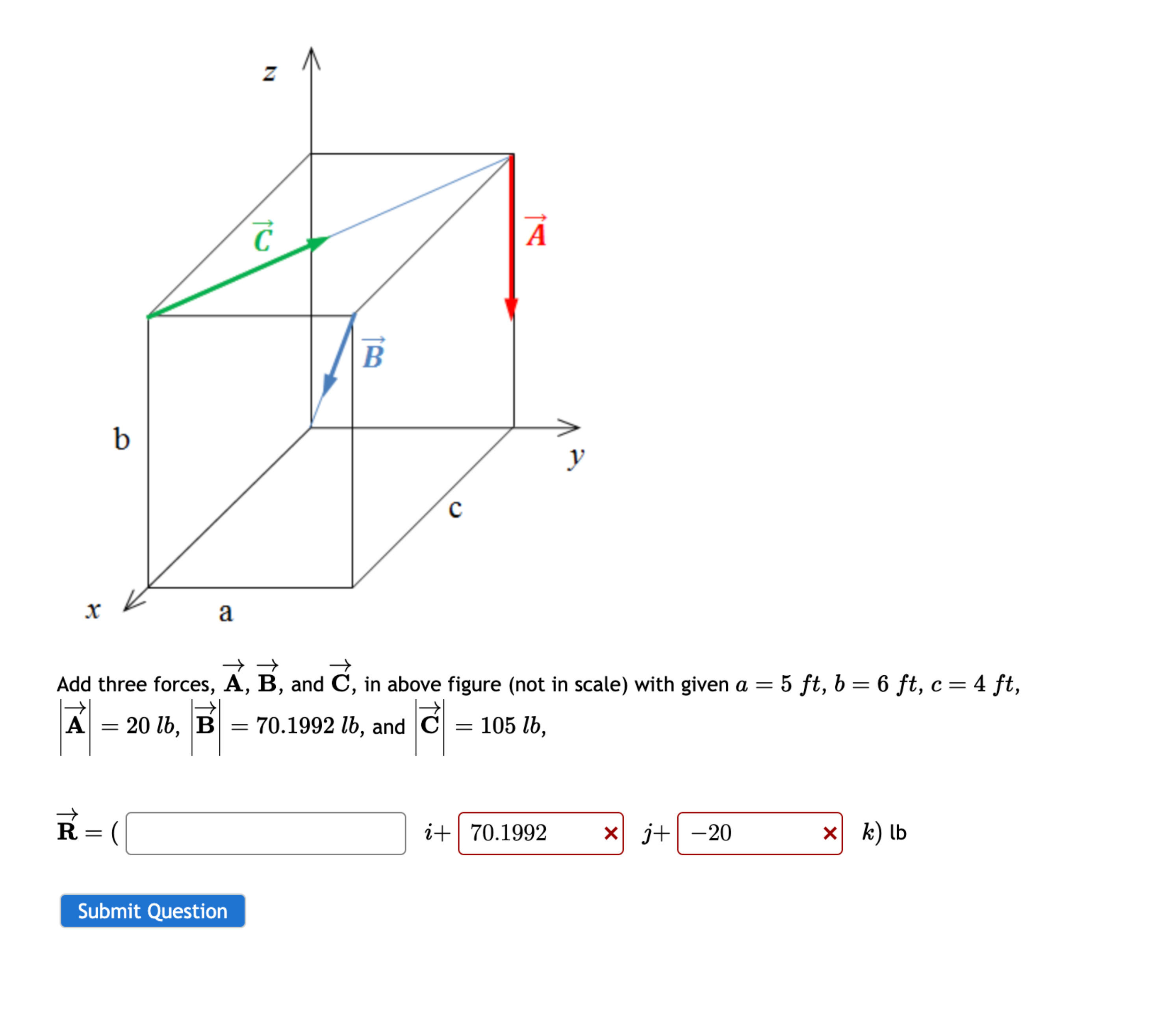 Add three forces, vec(A),vec(B), ﻿and vec(C), ﻿in | Chegg.com