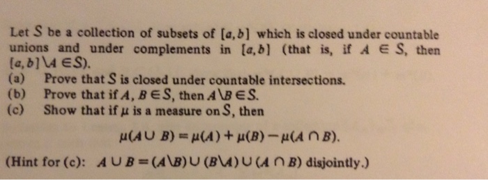 Solved Let S be a collection of subsets of [a, b] which is | Chegg.com
