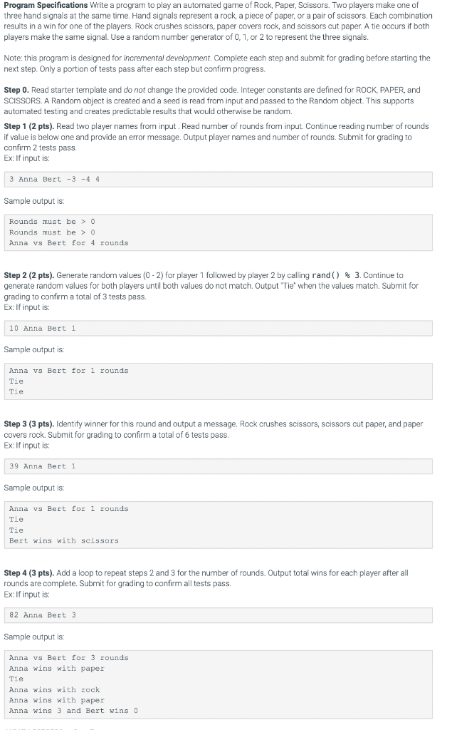 Solved Program Specifications Write a program to play an | Chegg.com