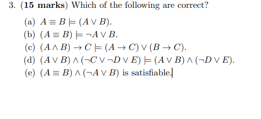 Solved 3. (15 marks) Which of the following are correct? (a) | Chegg.com