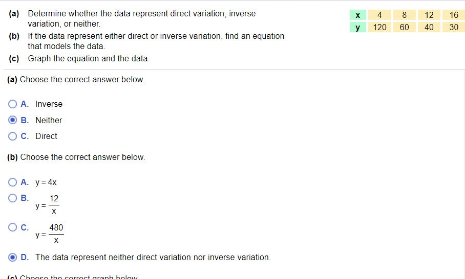 Solved X 16 4 120 8 00 12 40 y 30 (a) Determine whether the | Chegg.com