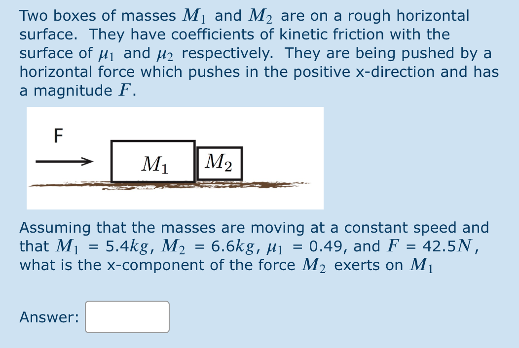 Solved Two boxes of masses My and M2 are on a rough | Chegg.com