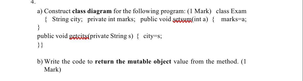Solved a) Construct class diagram for the following program: | Chegg.com