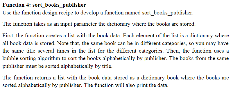 Solved In python, you will develop a function to sort the | Chegg.com