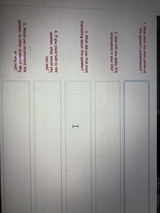 Solved 1. What were the main points of this speakers | Chegg.com