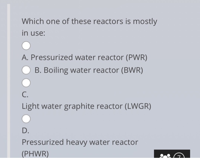 Solved Which type of reactor wad used in Chernobyl nuclear | Chegg.com