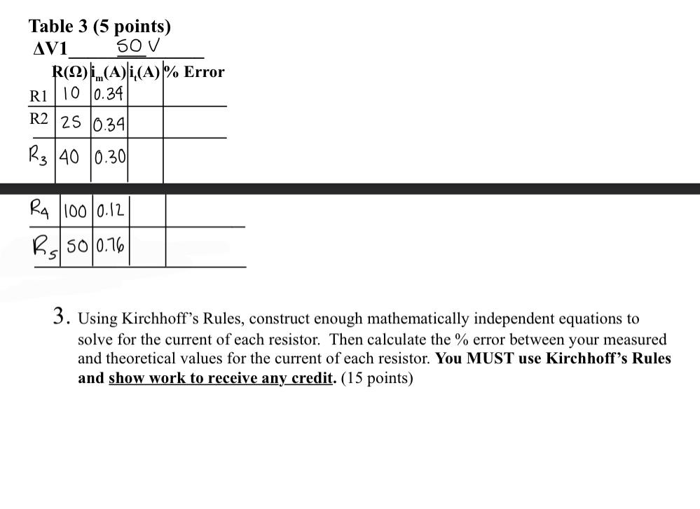 3. Using Kirchhoff's Rules, construct enough | Chegg.com