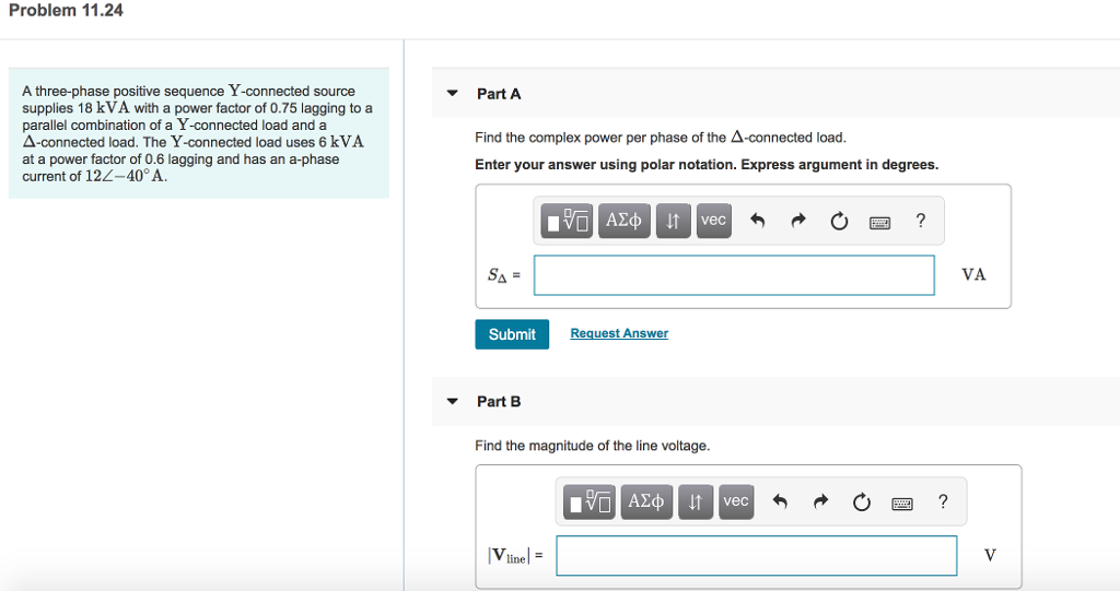 Solved Problem 11.24 A three-phase positive sequence | Chegg.com