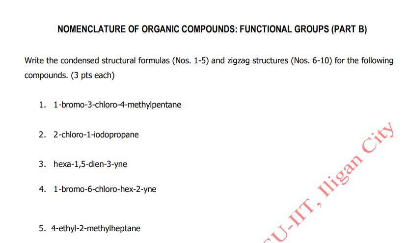 Solved NOMENCLATURE OF ORGANIC COMPOUNDS: FUNCTIONAL GROUPS | Chegg.com