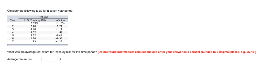 Solved Consider the following table for a seven-year period: | Chegg.com
