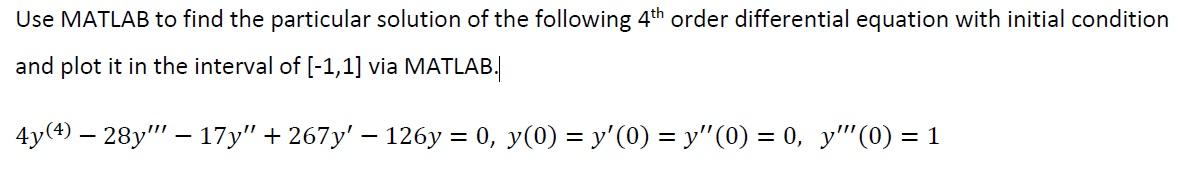Solved Use MATLAB to find the particular solution of the | Chegg.com