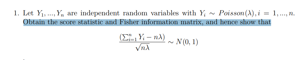 Solved 1. Let Y1,…,Yn are independent random variables with | Chegg.com