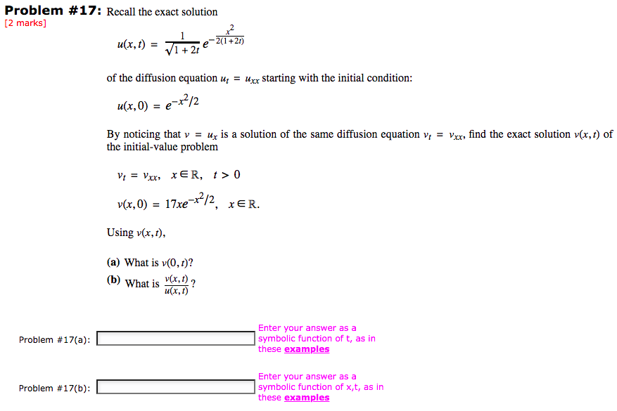Solved Problem #17: Recall the exact solution [2 marks] () | Chegg.com