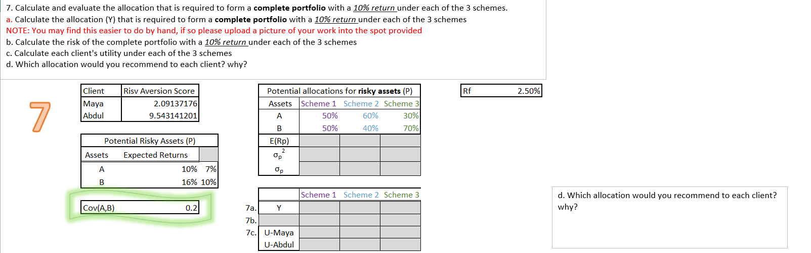 7. Calculate and evaluate the allocation that is | Chegg.com