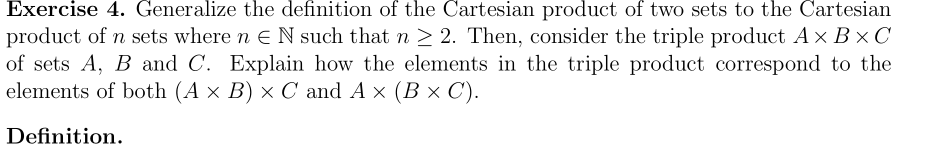 Solved Exercise 4. Generalize the definition of the | Chegg.com