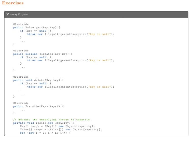 Exercises Exercise 1. (Array-based Symbol Table) | Chegg.com