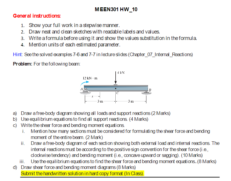 Solved General instructions: MEEN301 HW_10 1. Show your full | Chegg.com