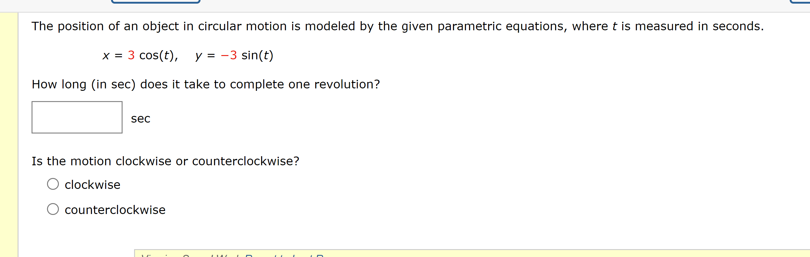 Solved The position of an object in circular motion is | Chegg.com