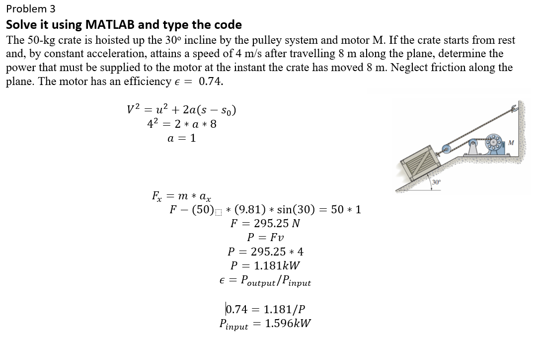Solved Problem 3 Solve it using MATLAB and type the code The | Chegg.com