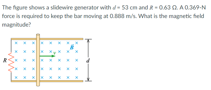 Solved The figure shows a slidewire generator with d = 53 cm | Chegg.com