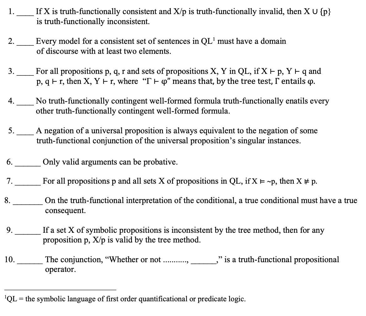 Solved 1. If X is truth-functionally consistent and X/p is | Chegg.com