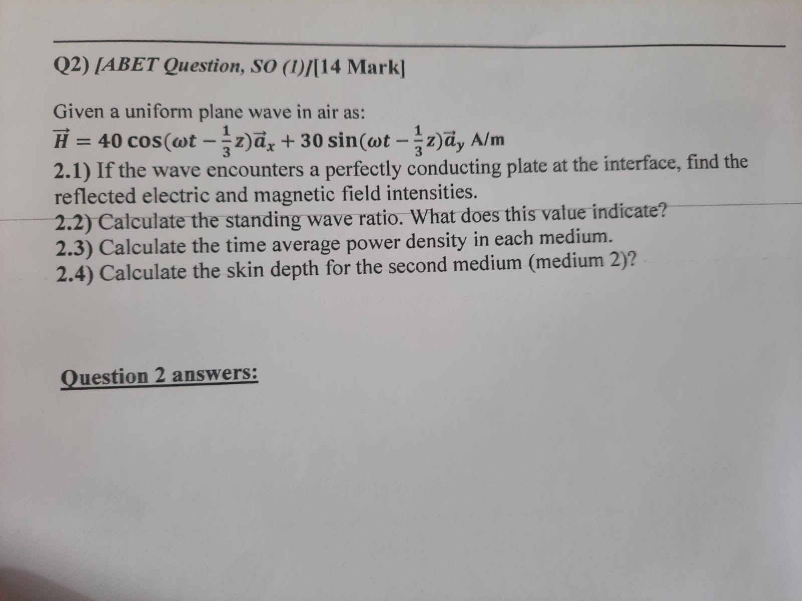 Solved Q2) [ABET Question, SO (1)/[14 ﻿Mark]Given a uniform | Chegg.com