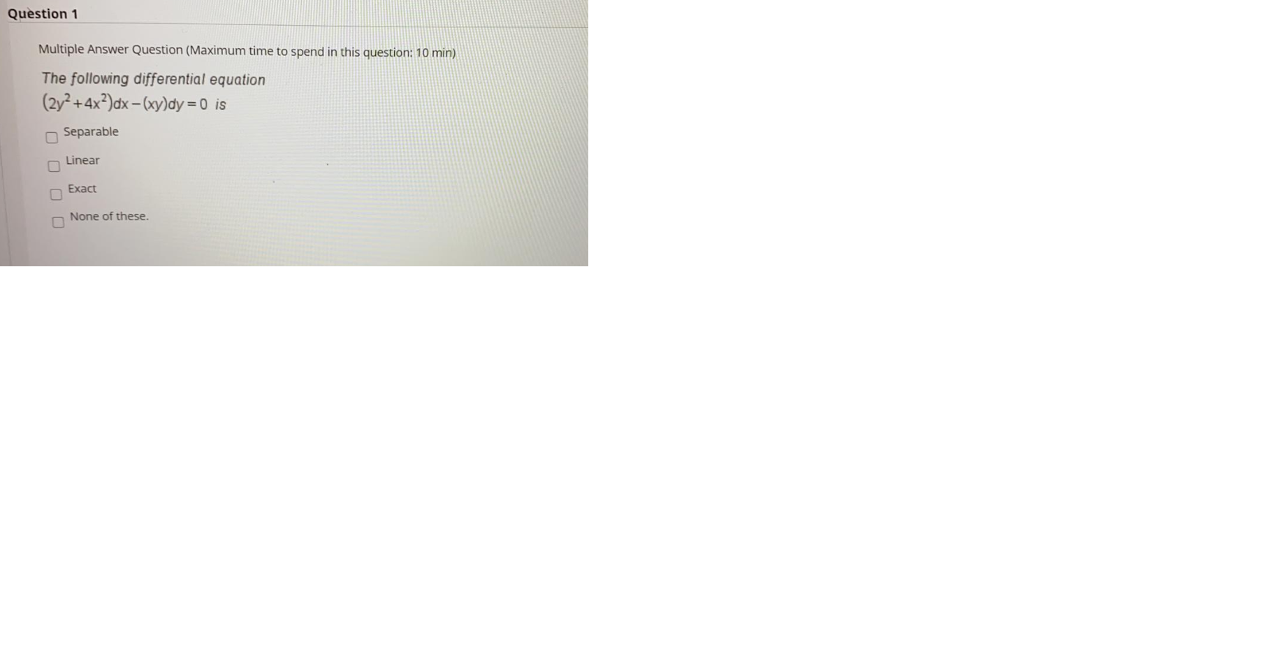 Solved Question 1 Multiple Answer Question (Maximum time to | Chegg.com