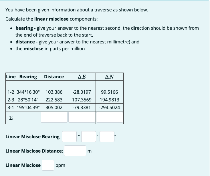 Solved You have been given information about a traverse as | Chegg.com