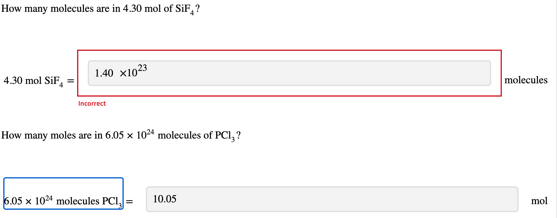 Solved How many molecules are in 4.30 mol of SiF4 ? 4.30 mol | Chegg.com