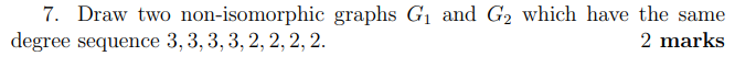 Solved Draw two non-isomorphic graphs G1 and G2 which have | Chegg.com